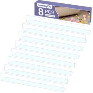 rowinsydd 8 pack toy blocker for furniture, clear under couch blocker, stop things going under sofa or bed, 16" l x 1.6" h, adjustable gap bumper for furniture with strong tape