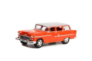 1955 chevy handyman custom wagon, orange - greenlight 37260a/48-1/64 scale diecast model car