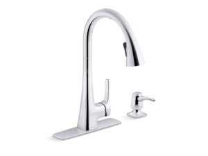 kohler r26281-sd-cp maxton touchless pull-down kitchen faucet with soap dispenser, kitchen sink faucet with pull down sprayer, touchless activation faucet, polished chrome