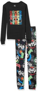 the children's place boys' long sleeve top and pants snug fit 100% cotton 2 piece pajama set, fall gamer