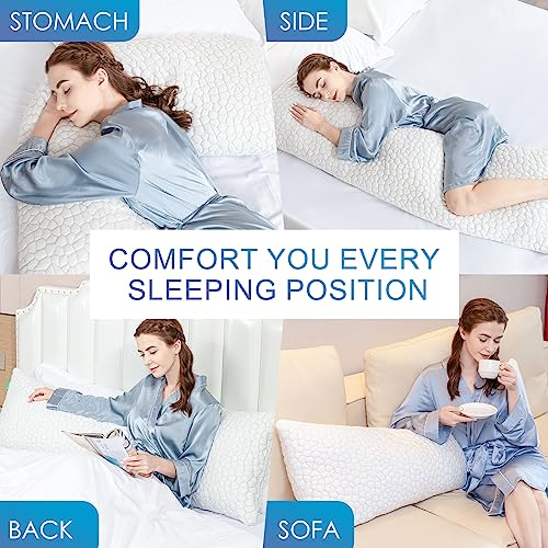 SUPA MODERN Cooling Bed Pillows for Sleeping 1 Pack Shredded Memory Foam Pillows Adjustable Cool Pillow for Side Back Stomach Sleepers Luxury Gel Pillows Body Pillow with Washable Removable Cover