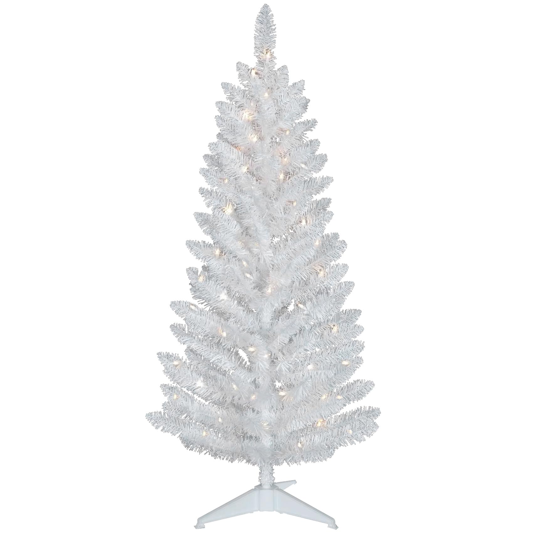 3FT Artificial Christmas Tree, White Christmas Tree with Stand Small Christmas Tree with Lights Xmas Tree with 88 Branch Tips for Indoor and Outdoor