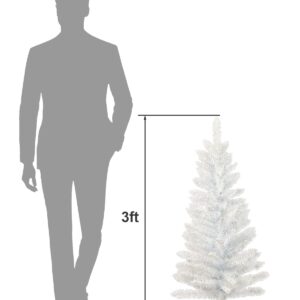 3FT Artificial Christmas Tree, White Christmas Tree with Stand Small Christmas Tree with Lights Xmas Tree with 88 Branch Tips for Indoor and Outdoor