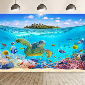 mehofond 7x5ft soft fabric summer ocean photography backdrop under the sea turtle photo background ocean coral sky clouds seaside islands birthdy baby shower party decor portrait photo props