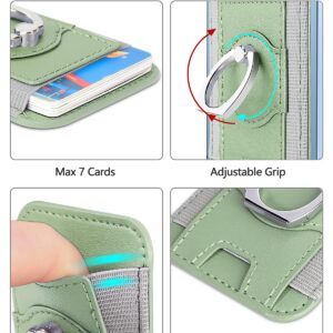 ExtreLife for Magsafe Wallet, Strongest Magnetic Wallet, for iPhone Wallet Magsafe with Ring Grip, Magnetic Card Holder Wallet for iPhone 15/14/13/12 Series, Vegan Leather, Fit 7 Cards, Matcha Green