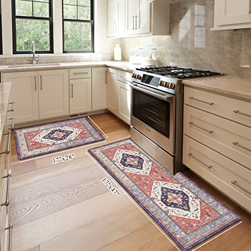 Pauwer Anti Fatigue Kitchen Mats for Floor 2 Piece Set, Cushioned Memory Foam Kitchen Rug, Non Slip Kitchen Runner Rug Carpet, Waterproof Kitchen Sink Area Rug Comfort Standing Mat for Kitchen Laundry