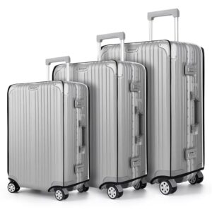 yuppies clear pvc suitcase cover protectors luggage cover for wheeled suitcase (20inch/24inch/28inch (3 pieces))