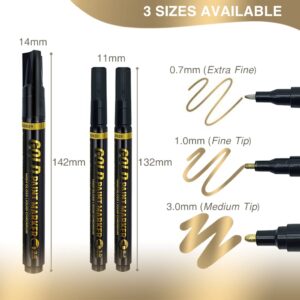 ZOET 3PK Gold Chrome Marker Chrome Pen | Gold Paint for Any Surface | Gold Chrome Marker Paint Pen for Repairing, Model Painting, Marking or DIY Art Projects| Permanent Liquid Mirror