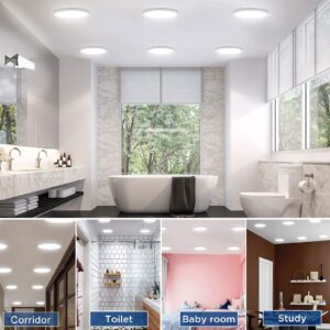 NOVELUX 7 inch Flush Mount LED Ceiling Light Fixtures Dimmable, Ultra Slim Round Led Ceiling Light Indoor & Outdoor for Kitchen, Bathroom, Hallway, Bedroom, Toilet, Basement White 3 Pack