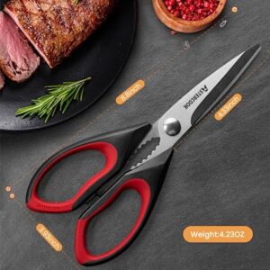 Astercook Heavy Duty Kitchen Shears with Serrated Blade, Ergonomic Handle - For Poultry, Herbs, Vegetables