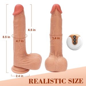 LOVENOTE Thrusting Vibrating Dildo for Women Realistic Suction Cup Dildo for G Spot Clitoral Anal Stimulation, Remote Control Dildo with 5 Thrusts 7 Vibrations, Silicone Adult Sex Toys for Woman Men