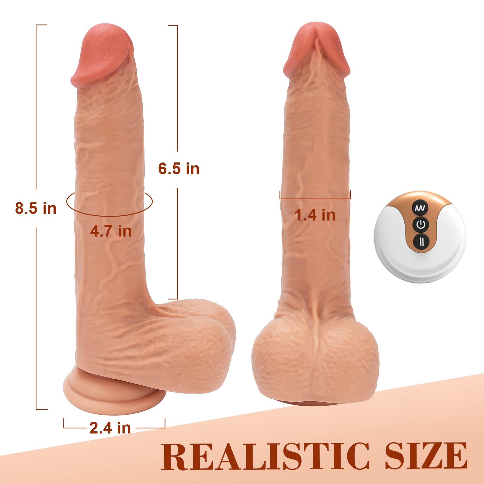 LOVENOTE Thrusting Vibrating Dildo for Women Realistic Suction Cup Dildo for G Spot Clitoral Anal Stimulation, Remote Control Dildo with 5 Thrusts 7 Vibrations, Silicone Adult Sex Toys for Woman Men