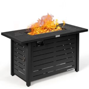 happygrill 42" fire pit table propane gas fire table with lid, 60,000 btu gas burner stove fire table for outdoor patio backyard