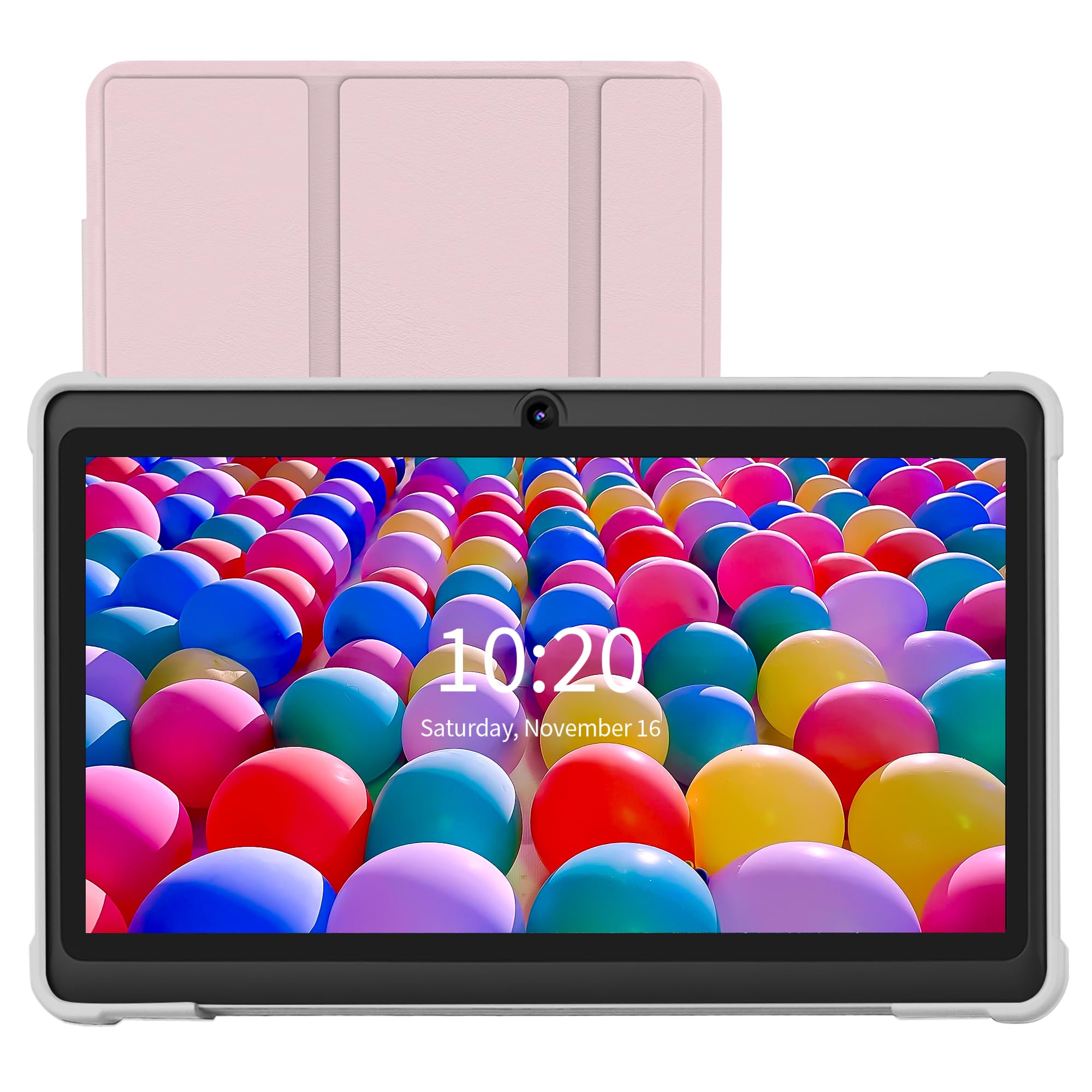 VOLENTEX 7 Inch Tablet, Quad Core Android OS, 32GB ROM, WiFi 6, Bluetooth, Dual Camera, USB C Tablet PC, 7" Touch Screen IPS Full HD Display Android Tablet (Pink)