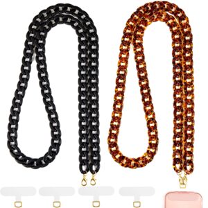 wrestler 2 pcs crossbody phone lanyard chain charm cell phone straps compatible with universal cases 59 inch (black, coffee)