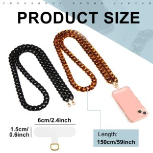 Wrestler 2 Pcs Crossbody Phone Lanyard Chain Charm Cell Phone Straps Compatible with Universal Cases 59 Inch (Black, Coffee)