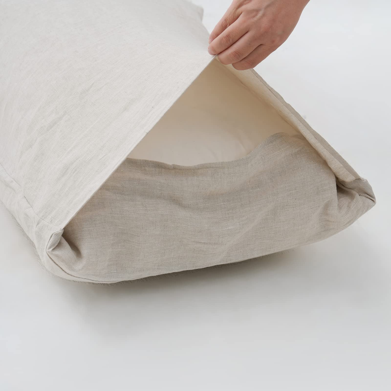 Linen Body Pillow Cover 20x54inches Long Pillowcase Natural Linen Pillowcases Soft Breathable Moisture-Absorbing Linen Body Pillowcase with Pocket Closure