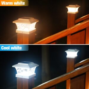 VOLISUN Solar Post Cap Lights Outdoor, Solar Powered Fence Post Cap Lights for 4x4 Vinyl/Wood Post, White Waterproof Solar Deck Post Lights 8Pack Cool/Warm for Garden Patio Porch...