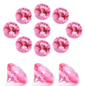 100 pcs acrylic diamond gems, pink acrylic diamonds 1 inch acrylic gemstones vase filler fake gems plastic gems for home table scatters party, event, wedding, arts & crafts, birthday decorations