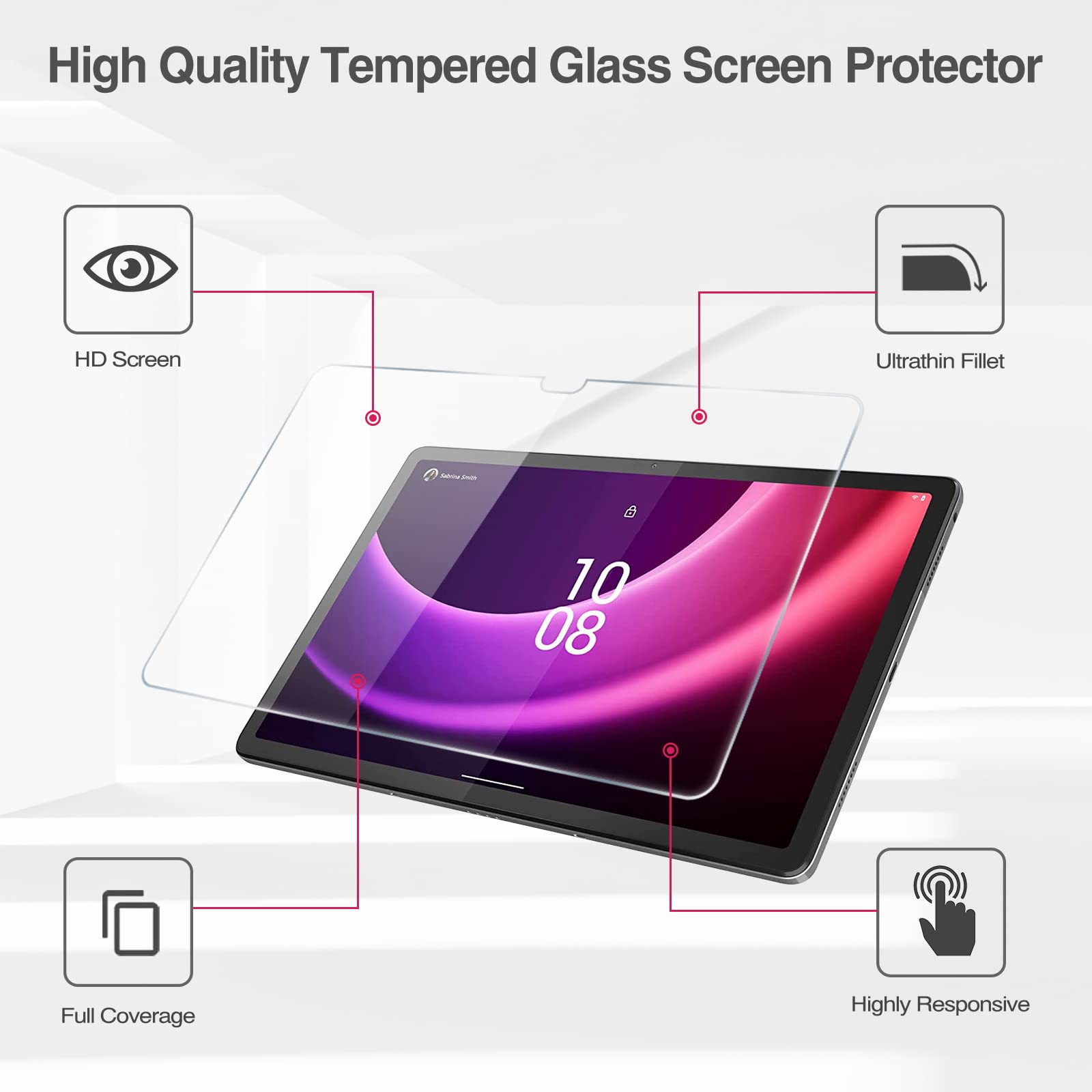 ProCase 2 Pack Screen Protector for Lenovo Tab P11 2nd Gen 2023 11.5 inch (TB-350FU/TB-350XC),Tempered Glass Transparency 9H Screen Film Guard for Tab P11 Gen 2nd 11.5" Tablet