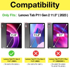 ProCase 2 Pack Screen Protector for Lenovo Tab P11 2nd Gen 2023 11.5 inch (TB-350FU/TB-350XC),Tempered Glass Transparency 9H Screen Film Guard for Tab P11 Gen 2nd 11.5" Tablet