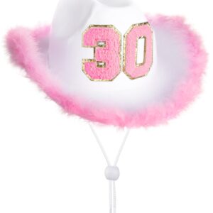 JUSTOTRY 30th Birthday Pink Cowboy Hat - 30TH Birth day Outfit Gifts for Women Cowgirl Hats with Wide Brime for 30th Birthday Decorations