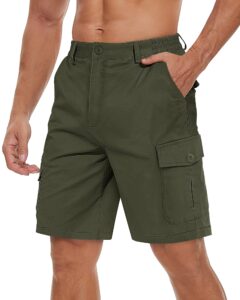 tacvasen mens cargo shorts golf cotton shorts elastic waist shorts multi pocket shorts hiking shorts fishing shorts