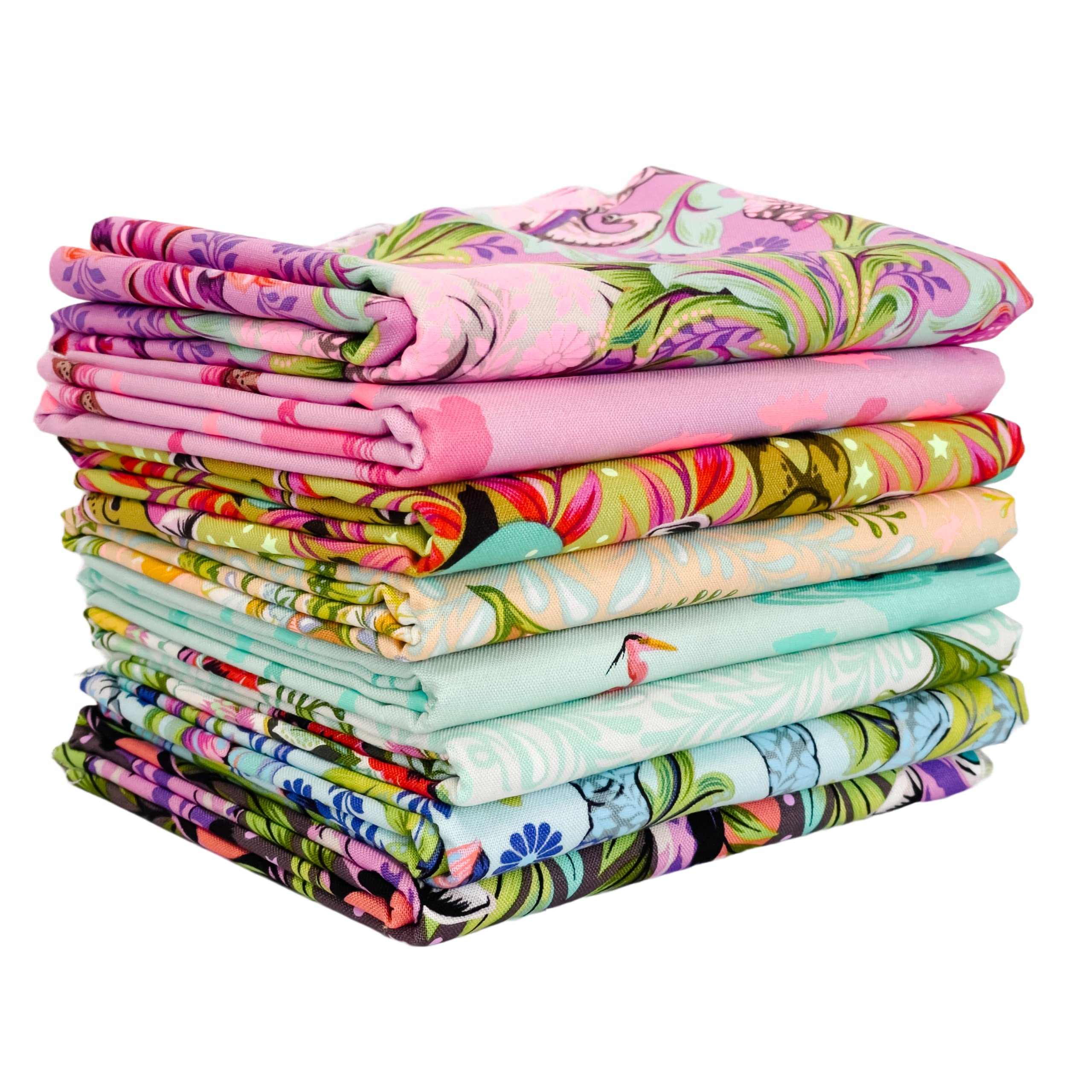 Everglow Fat Eighth Bundle (8 Pieces) by Tula Pink for FreeSpirit 9 x 21 inches (22.86 cm x 53.34 cm) Fabric cuts