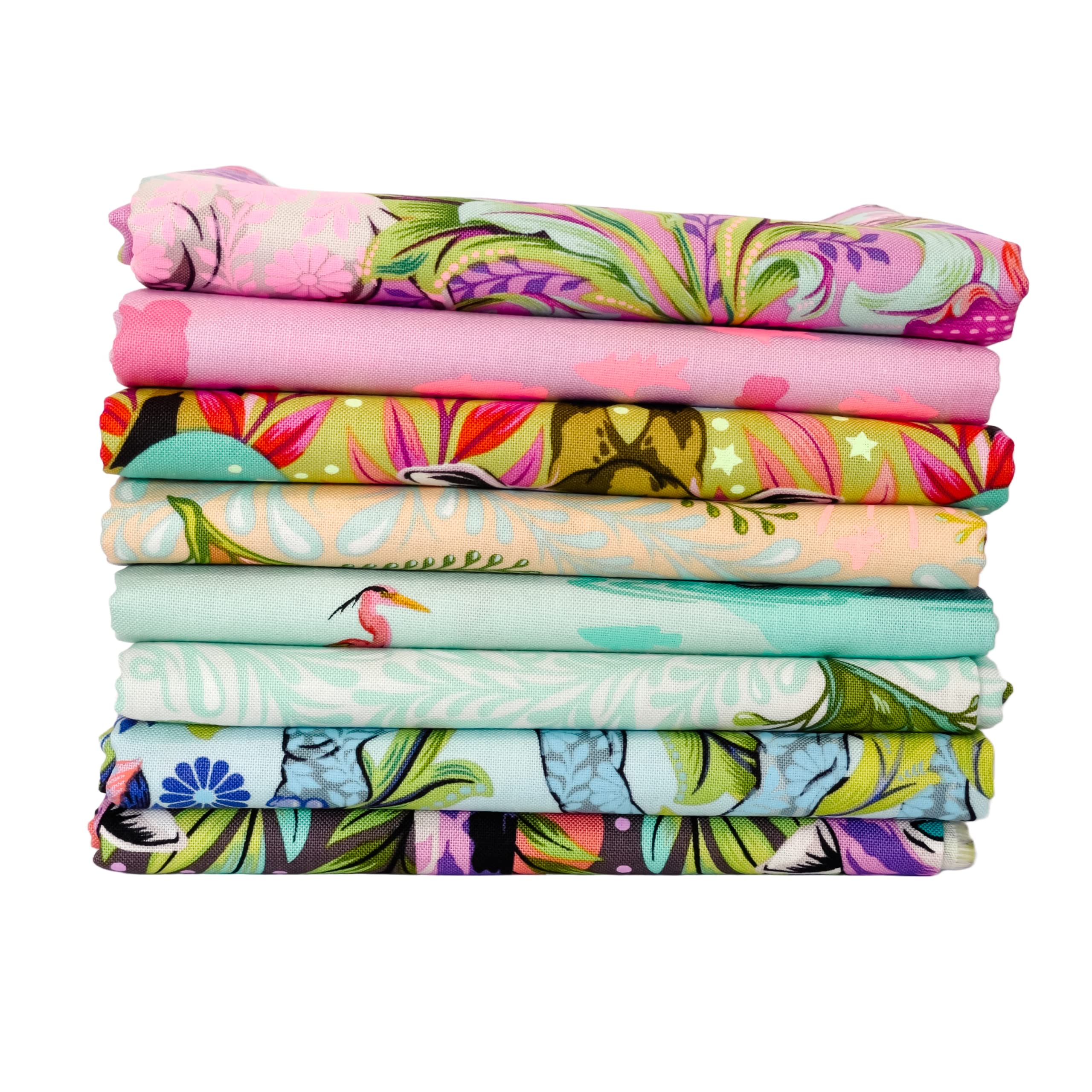 Everglow Fat Eighth Bundle (8 Pieces) by Tula Pink for FreeSpirit 9 x 21 inches (22.86 cm x 53.34 cm) Fabric cuts