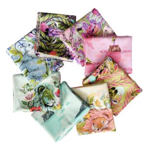 Everglow Fat Eighth Bundle (8 Pieces) by Tula Pink for FreeSpirit 9 x 21 inches (22.86 cm x 53.34 cm) Fabric cuts