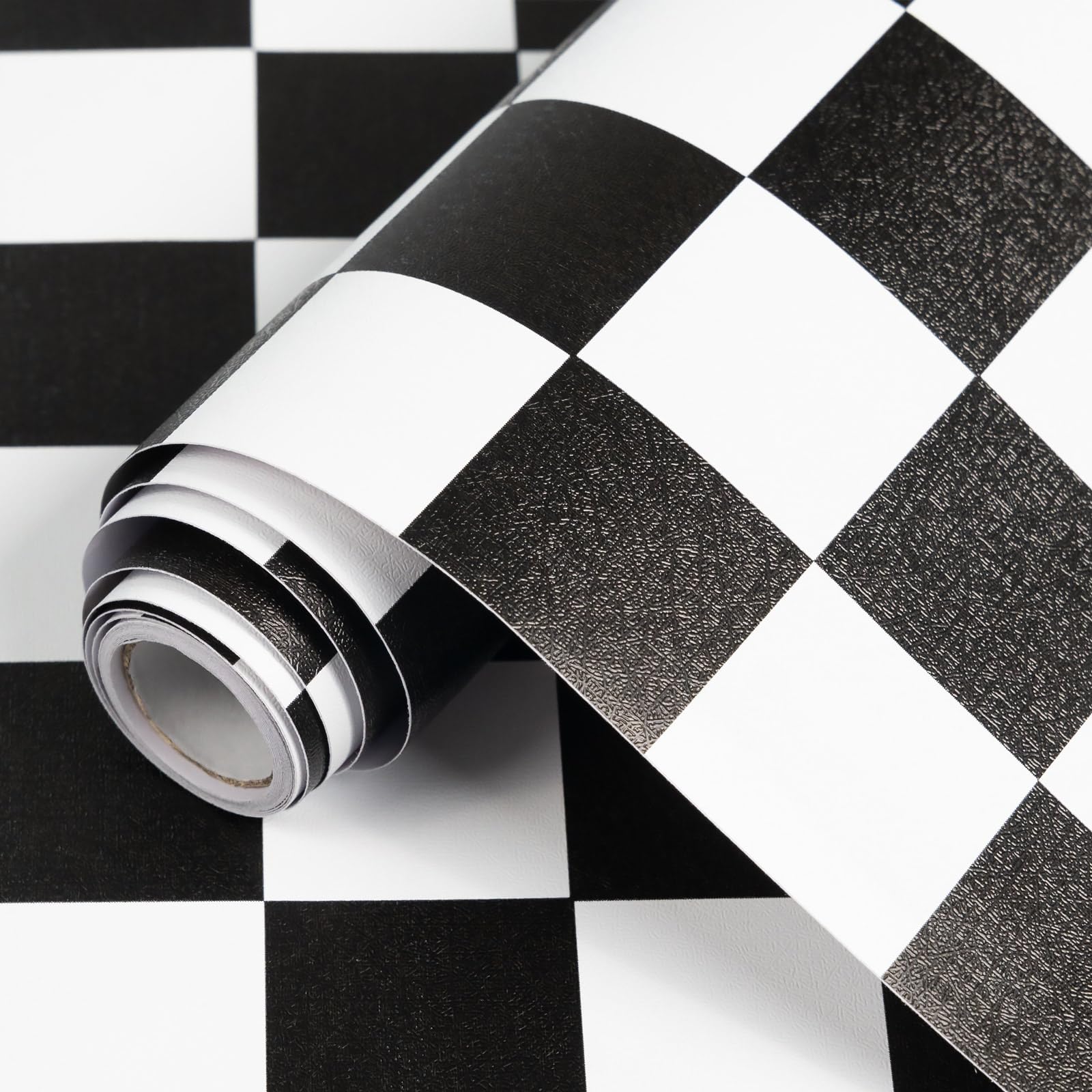 Qianglive Black and White Contact Paper Mosaic Checkered Peel and Stick Wallpaper 17.3"x120" Lattice Self Adhesive Waterproof Vinyl Roll for Bathroom Kitchen Backsplash Cabinets Shelf Liners Drawers