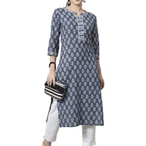 ROYALINK Indian Women's Tunic Tops Cotton Kurta for girls (as1, alpha, s, regular, regular) Grey