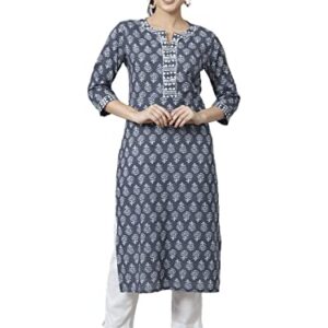 ROYALINK Indian Women's Tunic Tops Cotton Kurta for girls (as1, alpha, s, regular, regular) Grey