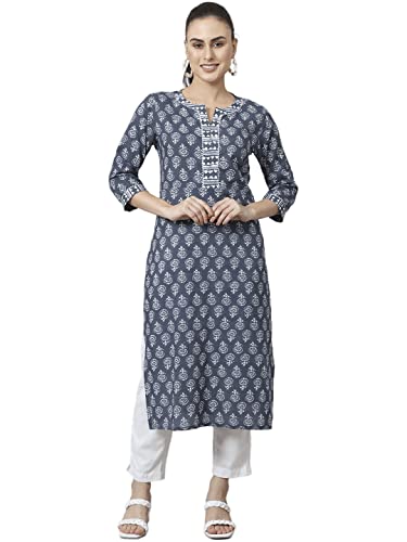 ROYALINK Indian Women's Tunic Tops Cotton Kurta for girls (as1, alpha, s, regular, regular) Grey