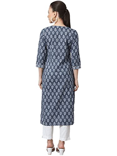 ROYALINK Indian Women's Tunic Tops Cotton Kurta for girls (as1, alpha, s, regular, regular) Grey