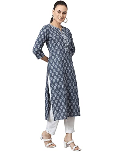 ROYALINK Indian Women's Tunic Tops Cotton Kurta for girls (as1, alpha, s, regular, regular) Grey