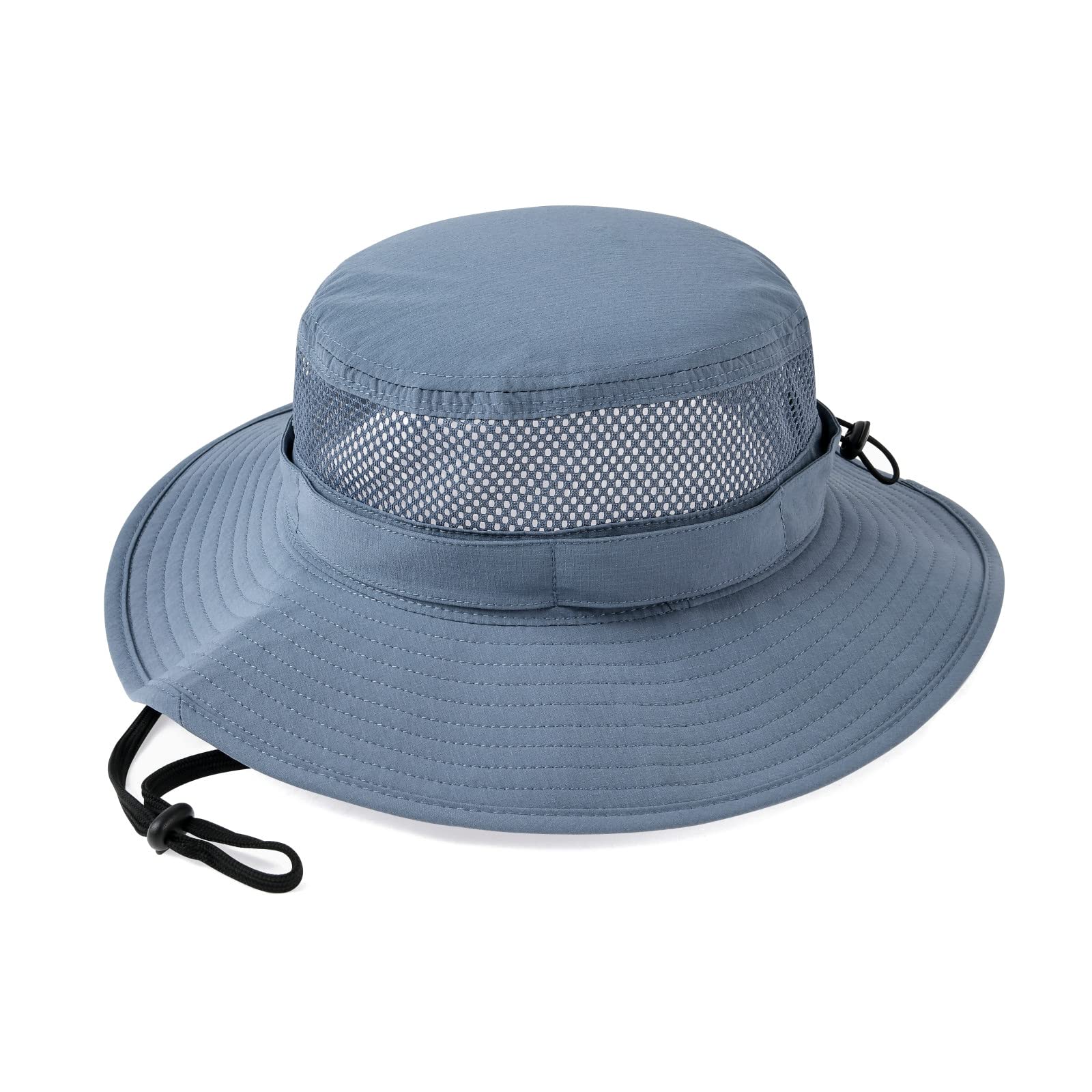 JANGOUL Men Outdoor Mesh Sun Hat Wide Brim Sun Protection Hat Fishing Hiking Hat (Blue, 7 3/4)