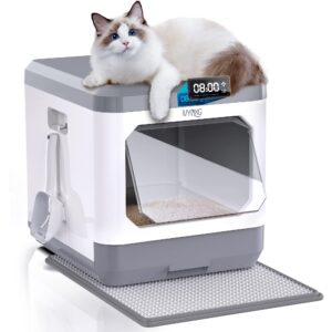 (upgraded) smart cat litter box, enclosed extral large litter box with lid for multiple cats