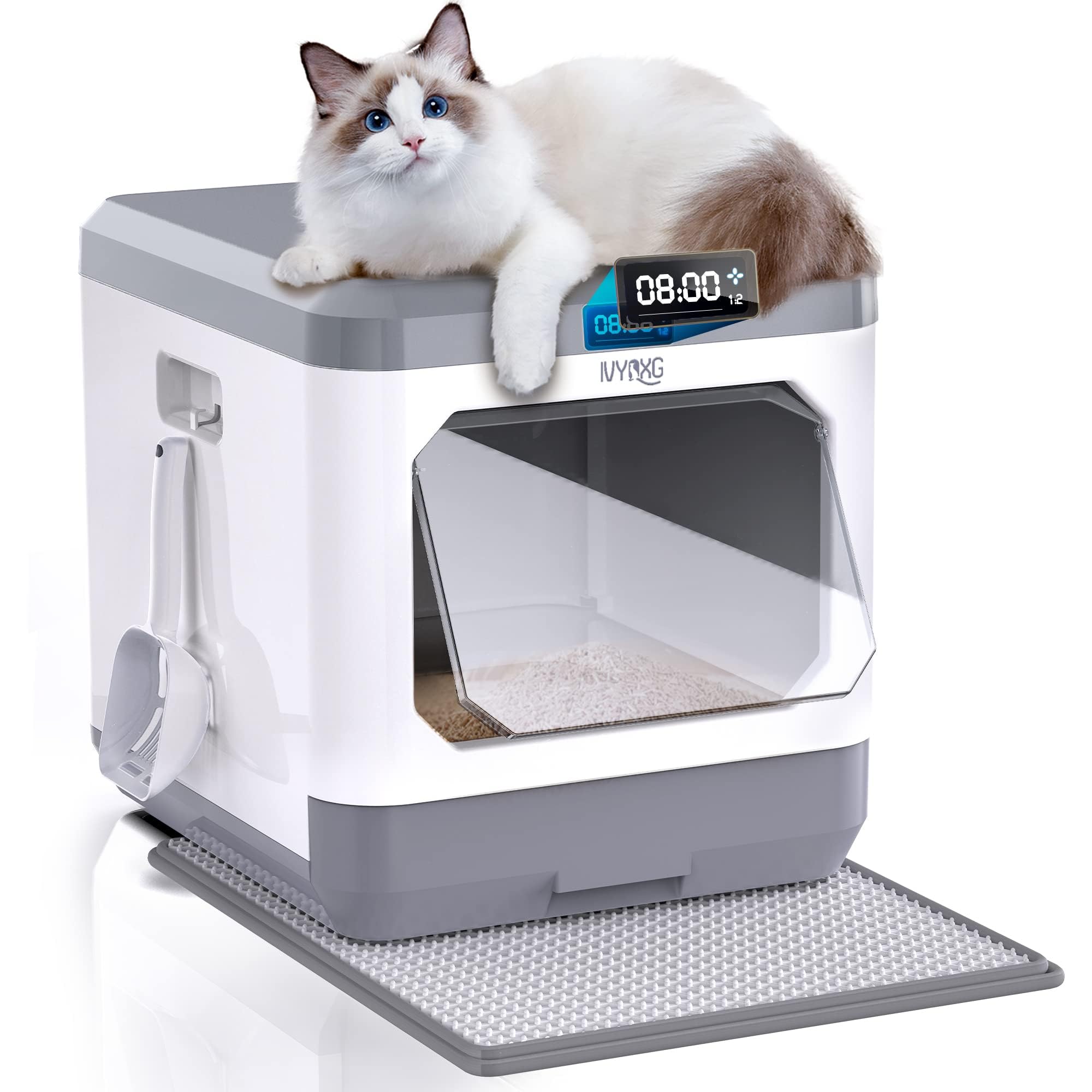 (Upgraded) Smart Cat Litter Box, Enclosed Extral Large Litter Box with Lid for Multiple Cats