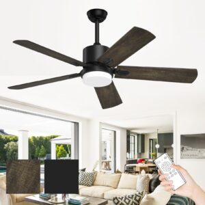 obabala ceiling fans with lights and remote, outdoor black fan with lights for patio farmhouse bedroom，52 inch