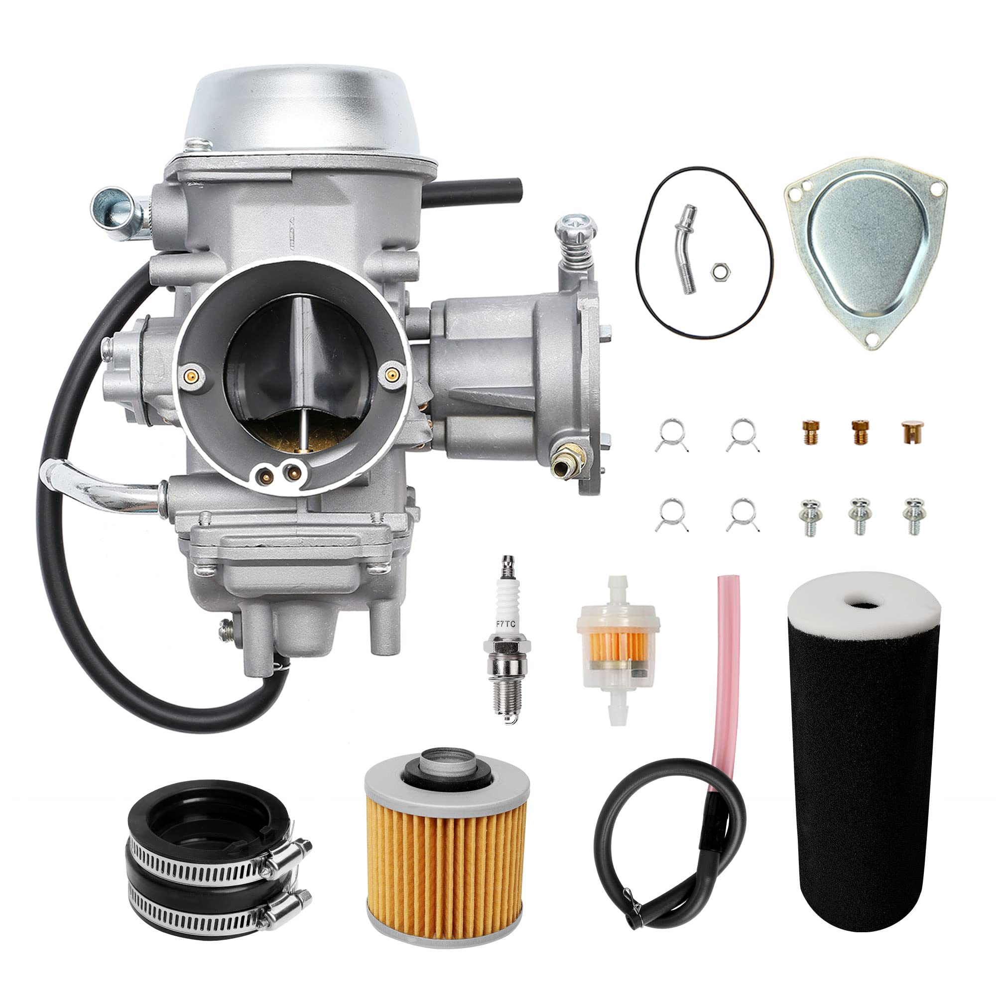 Carburetor for 2004-2007 Yamaha Rhino 660 UTV Carb with Air Filter, Fuel Filter, Spark Plug, Intake Manifold Boot