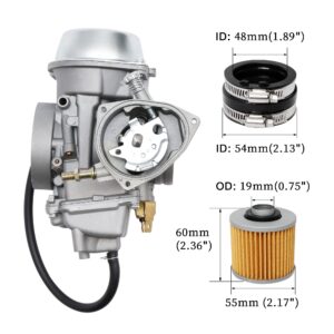 Carburetor for 2004-2007 Yamaha Rhino 660 UTV Carb with Air Filter, Fuel Filter, Spark Plug, Intake Manifold Boot