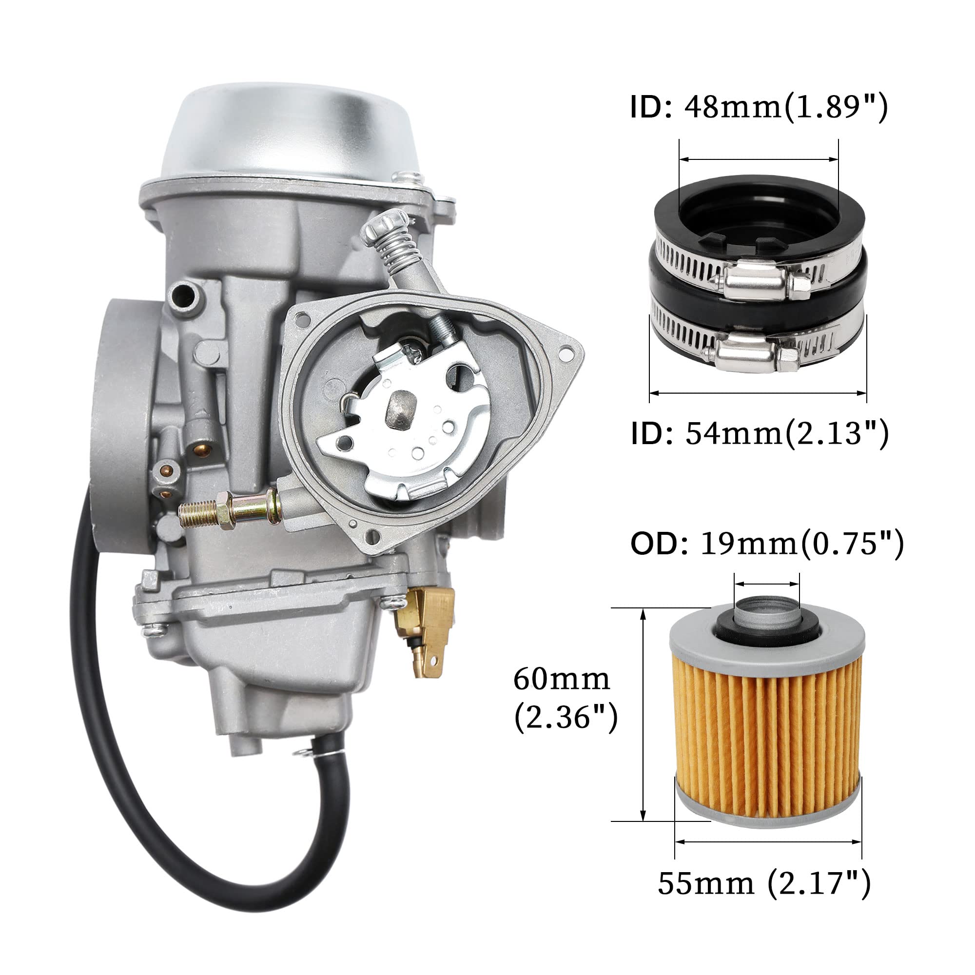 Carburetor for 2004-2007 Yamaha Rhino 660 UTV Carb with Air Filter, Fuel Filter, Spark Plug, Intake Manifold Boot