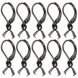 beebeecraft 1 box 50pcs pendant clasp earring hooks stainless steel leverback earring findings black earring supplies for jewelry making