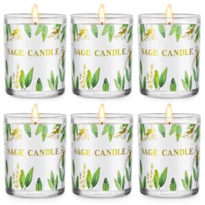 candles, 6 pack sage candles for cleansing house negative energy, scented candles gifts set for women, soy scented candles for home scented, alternative to smudge sticks, relax & restore body & mind