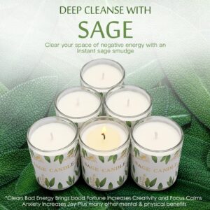 Candles, 6 Pack Sage Candles for Cleansing House Negative Energy, Scented Candles Gifts Set for Women, Soy Scented Candles for Home Scented, Alternative to Smudge Sticks, Relax & Restore Body & Mind