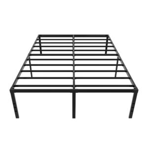 yedop 18 inch full size metal bed frame, full bed frame no box spring needed, 2500 lbs heavy duty steel slat support, non-slip, noise free, sturdy metal bed frame, black