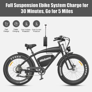 Hidoes 1200W Electric Bike for Adults, Fast Dirt Bike, E Bike with 26" Fat Tire Ebike, Fast Charge 48V 18.2Ah Battery 37.2Mph 35Miles Mountain Bike