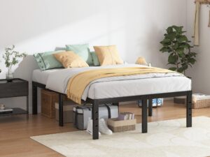 qeromy king size bed frame - 18 in sturdy platform bed frame king, heavy duty metal bed frame no box spring needed, quick & easy assembly, no noise, black