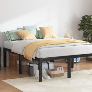 QEROMY King Size Bed Frame - 18 in Sturdy Platform Bed Frame King, Heavy Duty Metal Bed Frame No Box Spring Needed, Quick & Easy Assembly, No Noise, Black